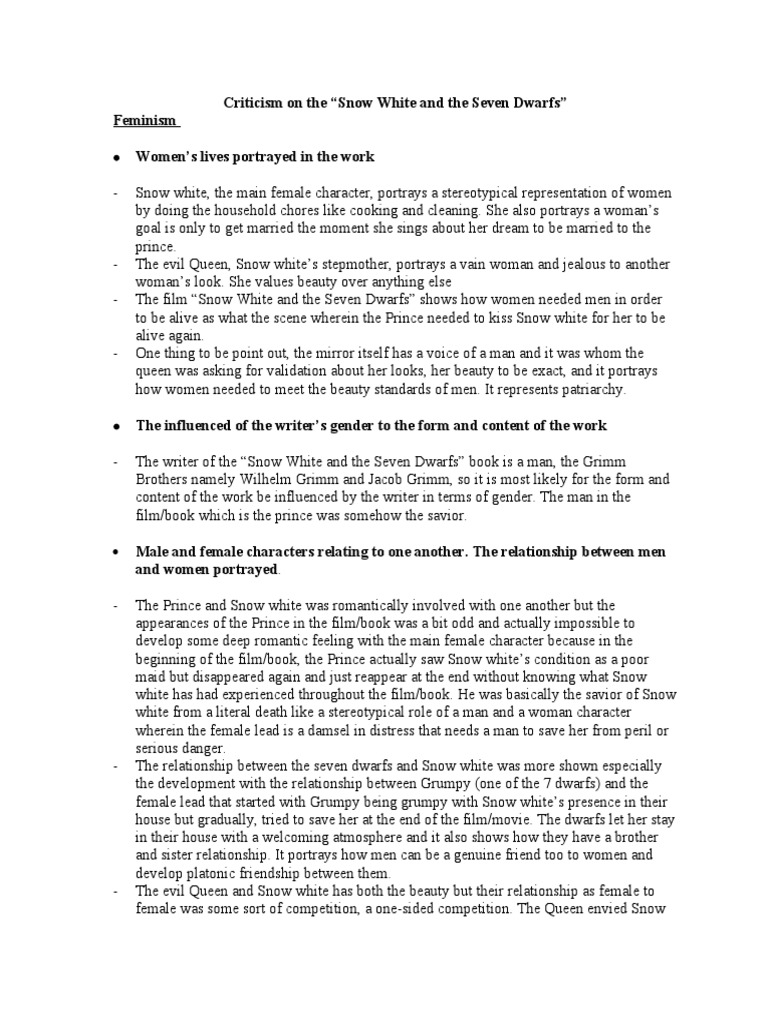 Application of Theories | PDF | Snow White