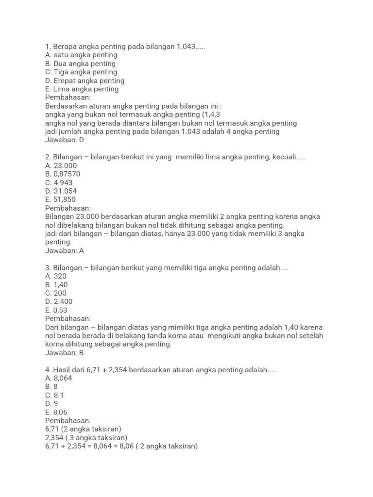 Judul Soal Angka Penting | PDF