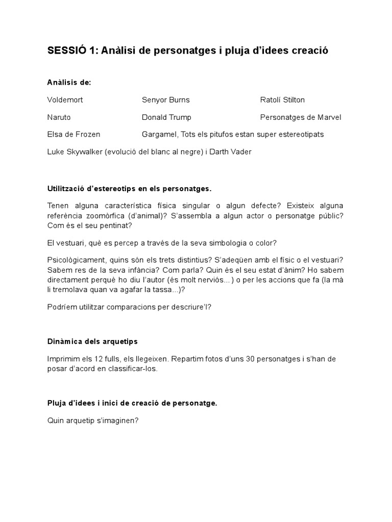 Crea El Teu Propi Personatge | PDF