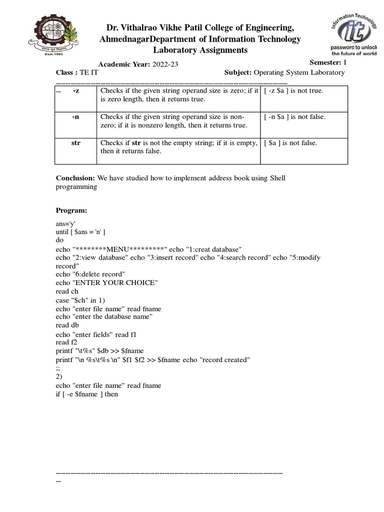 Dr. Vithalrao Vikhe Patil College of Engineering, Ahmednagardepartment of Information Technology ...