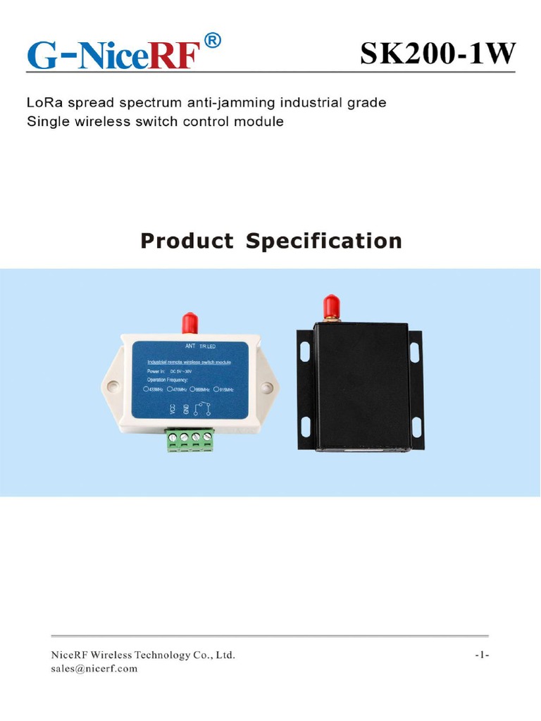 SK200-1W Lora Anti-Interference Wireless Single-Channel Switch Module ...
