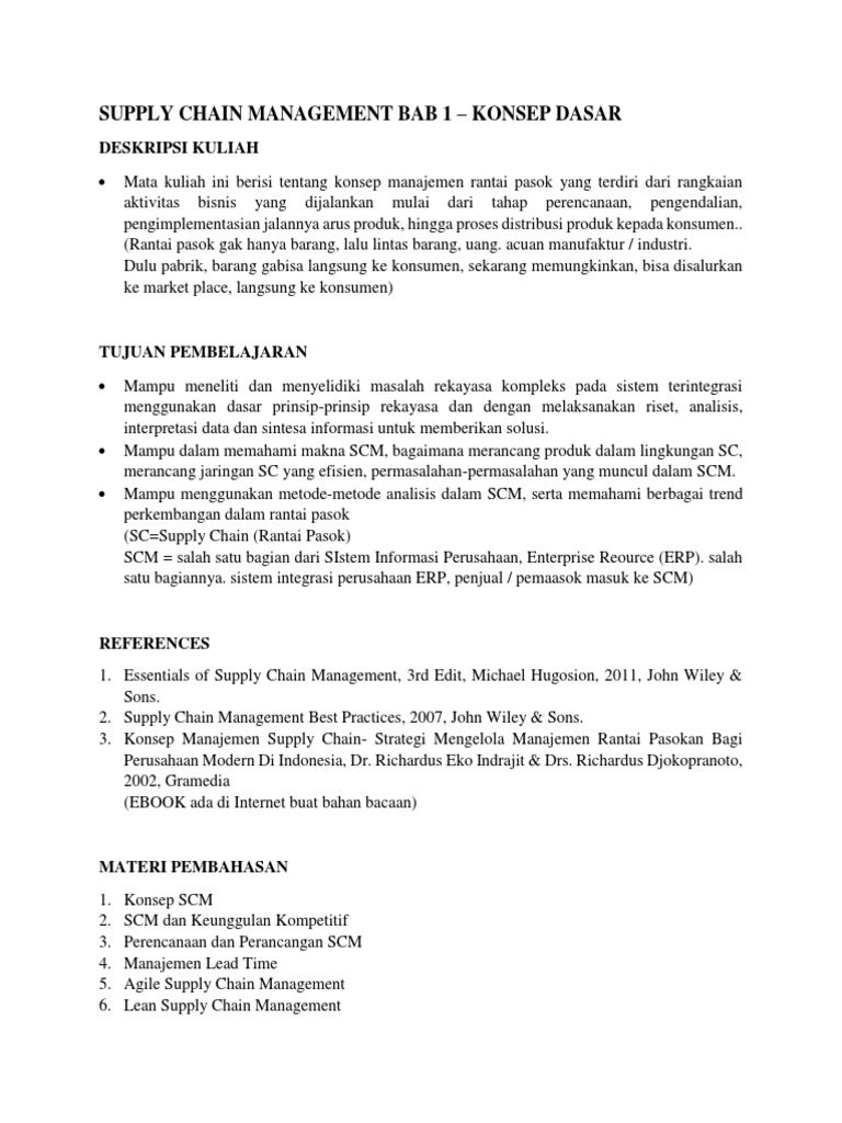 Rangkuman SCM UTS | PDF