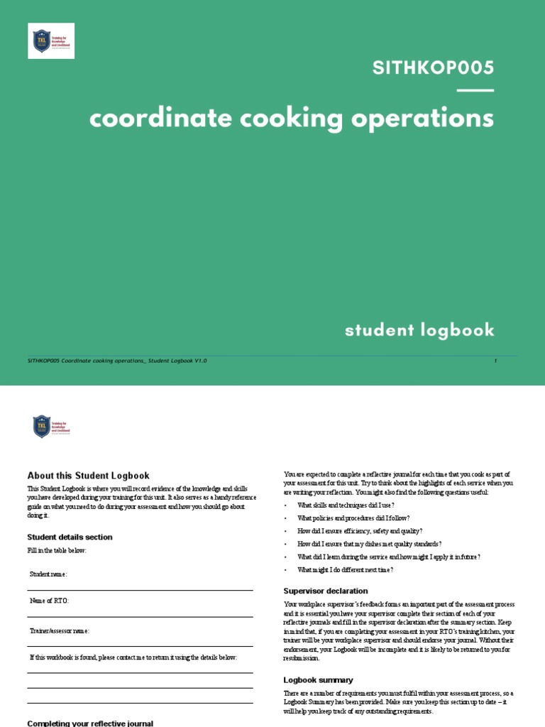 Cooking Operations Logbook Guide | PDF | Cooking | Foods