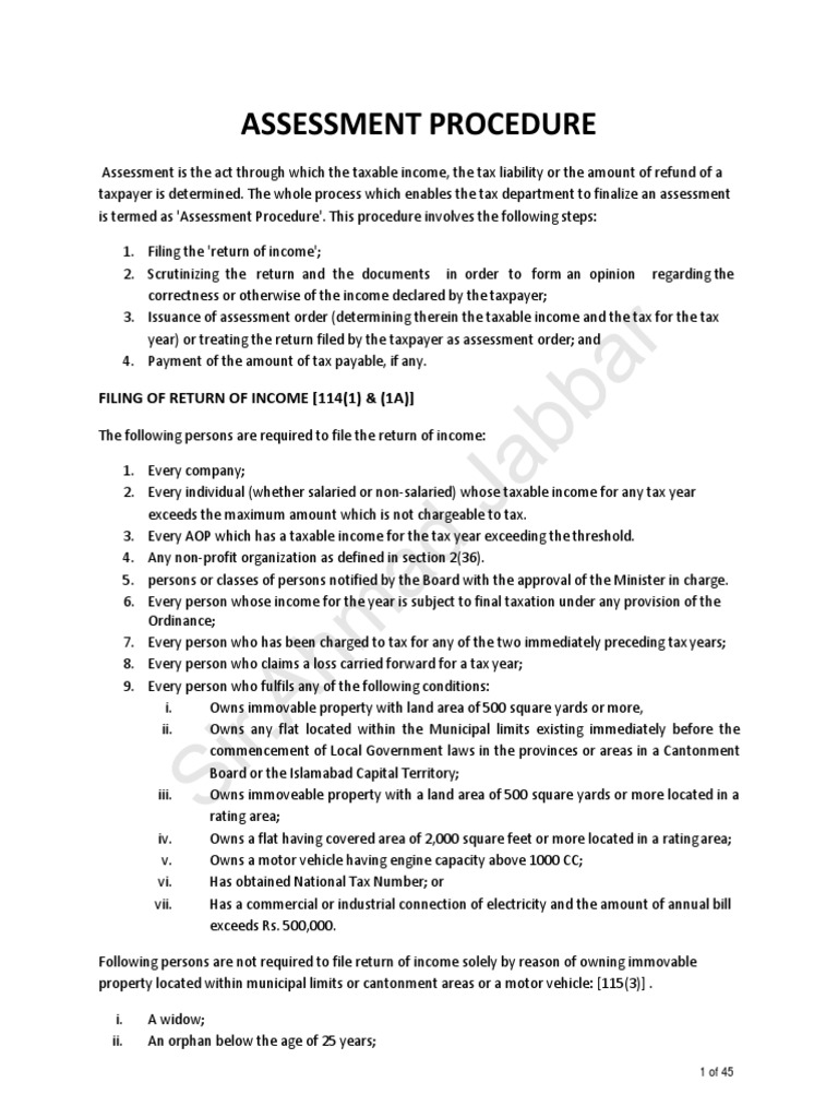 Tax Assessment Procedure Overview | PDF | Taxes | Taxpayer