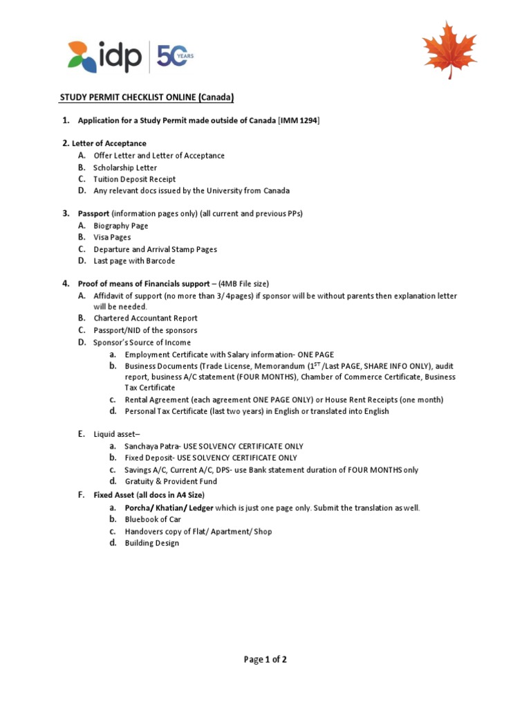 Canada Study Permit Document Checklist | PDF | Visa Inc. | Economies