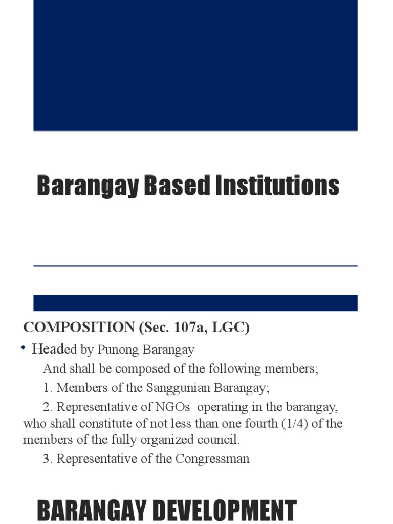 Barangay Based Institutions (BBIs) New | PDF | Waste Management ...