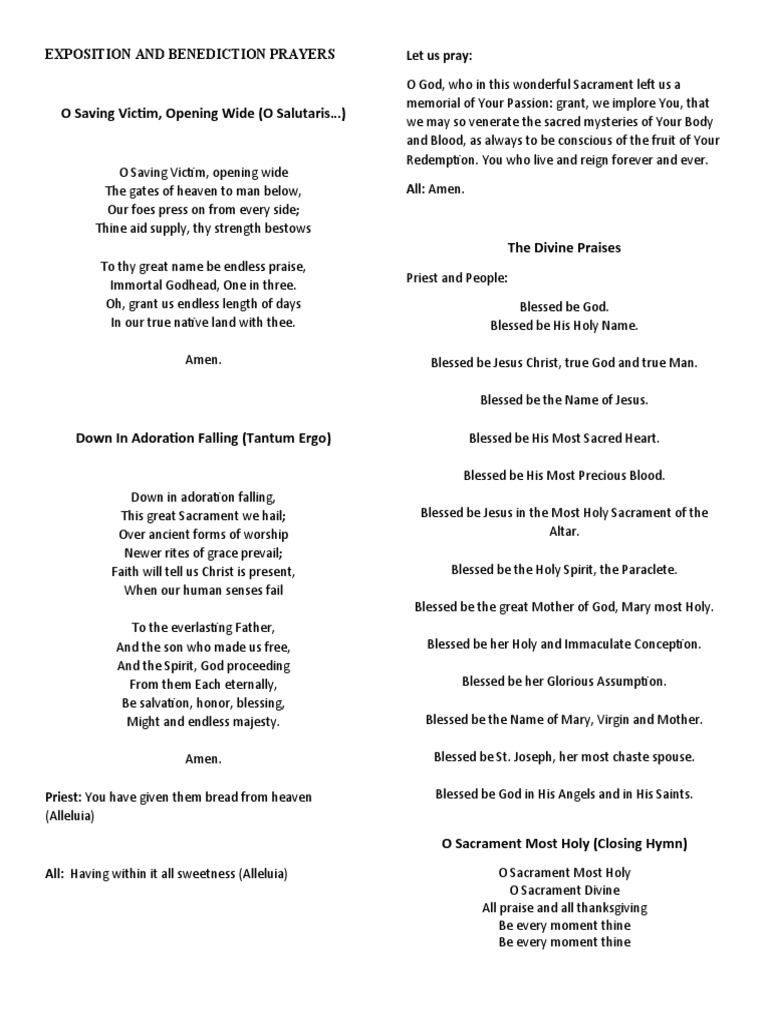 Exposition and Benediction Prayers | PDF | Mary, Mother Of Jesus | Blessing