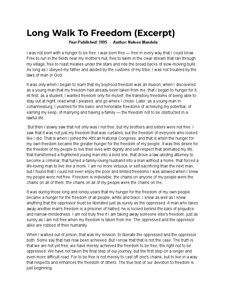 Long Walk To Freedom (Excerpt) | PDF