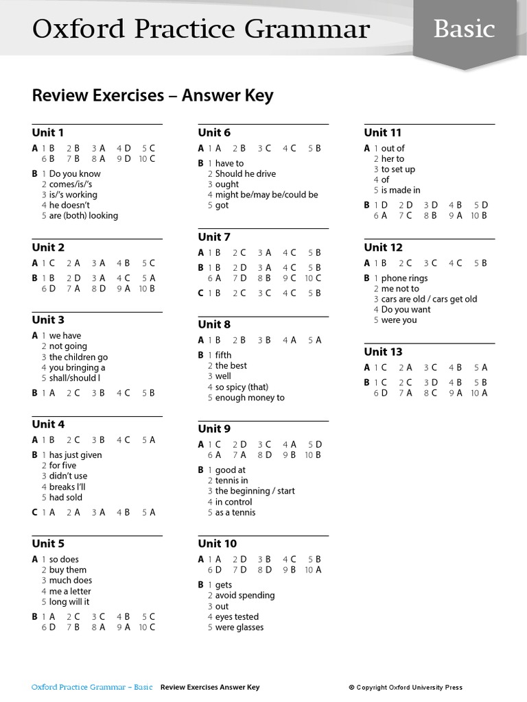 Review Exercises Answer Key | PDF