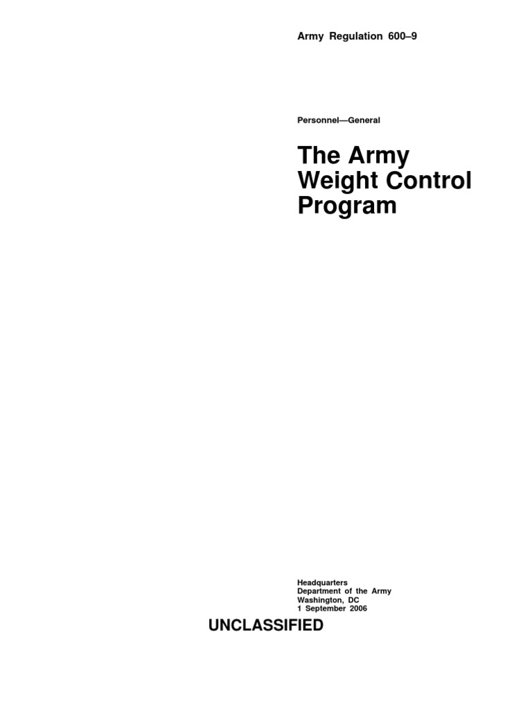 AR 600 9 Weight Control06 | PDF | United States Army Reserve | United ...