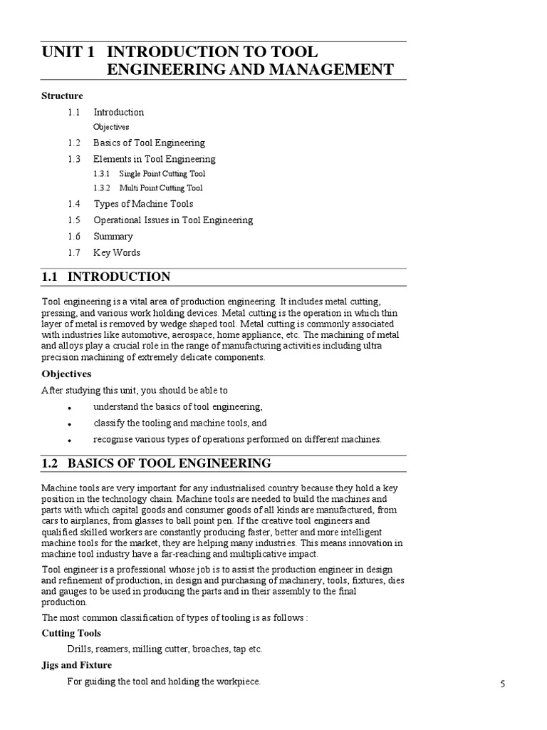 Tool Engineering Fundamentals Overview | PDF