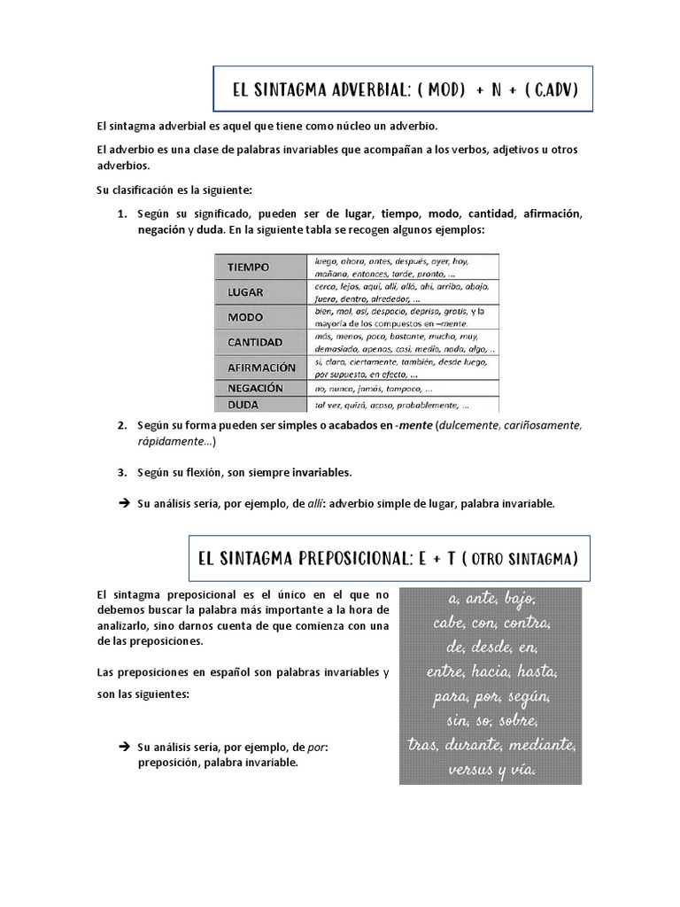 S Adv y S Prep | PDF
