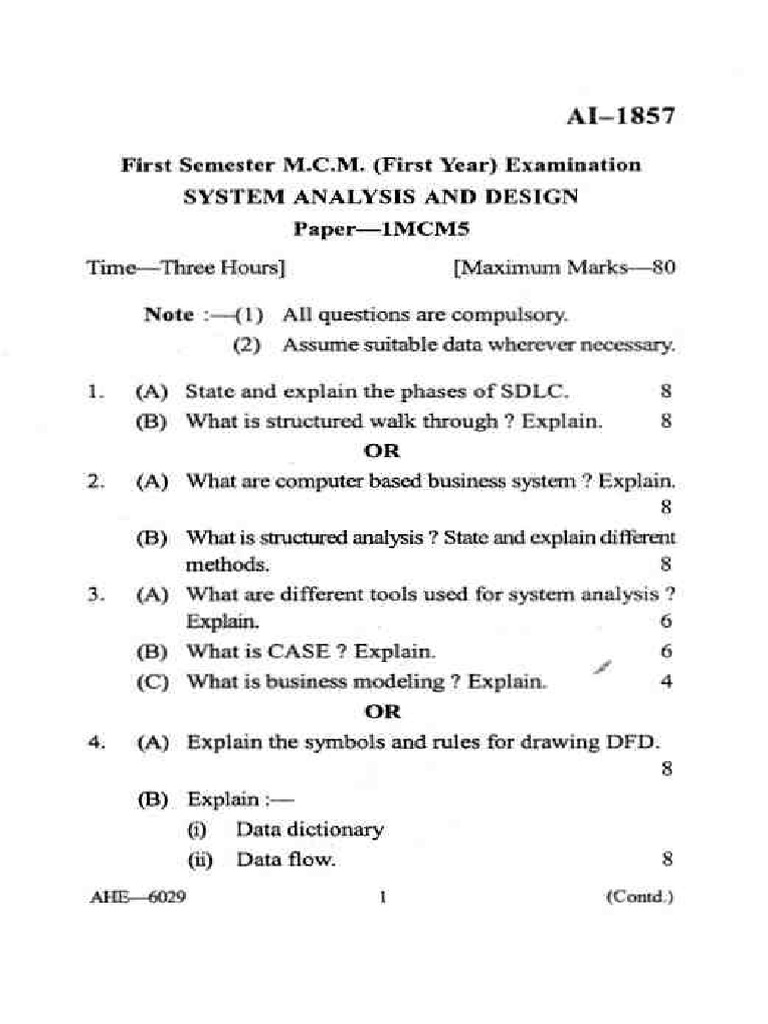 Ai 1857 MCM Sem I System Analysis Design 1 | PDF Ai 1857 MCM Sem I System Analysis Design 1 | PDF