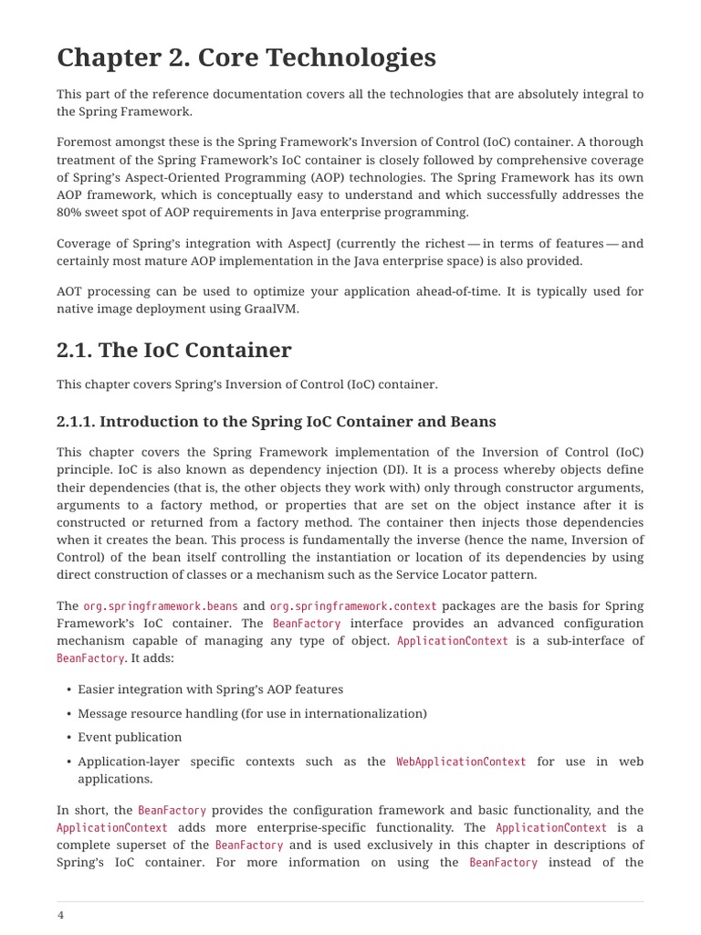 Spring-Framework - Optimize - Chapter 2. Core Technologies | PDF | Business