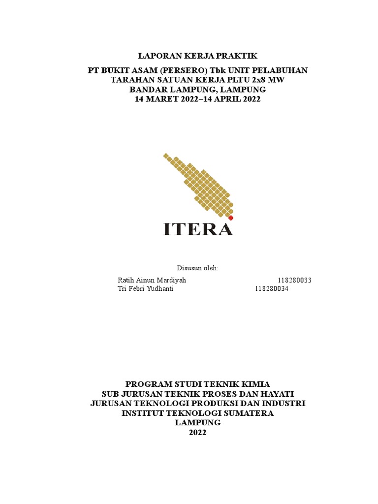 TTD LAPORAN KP PT BUKIT ASAM (PERSERO) TBK UNIT PELABUHAN TARAHAN SATUAN KERJA PLTU 2x8 MW ...