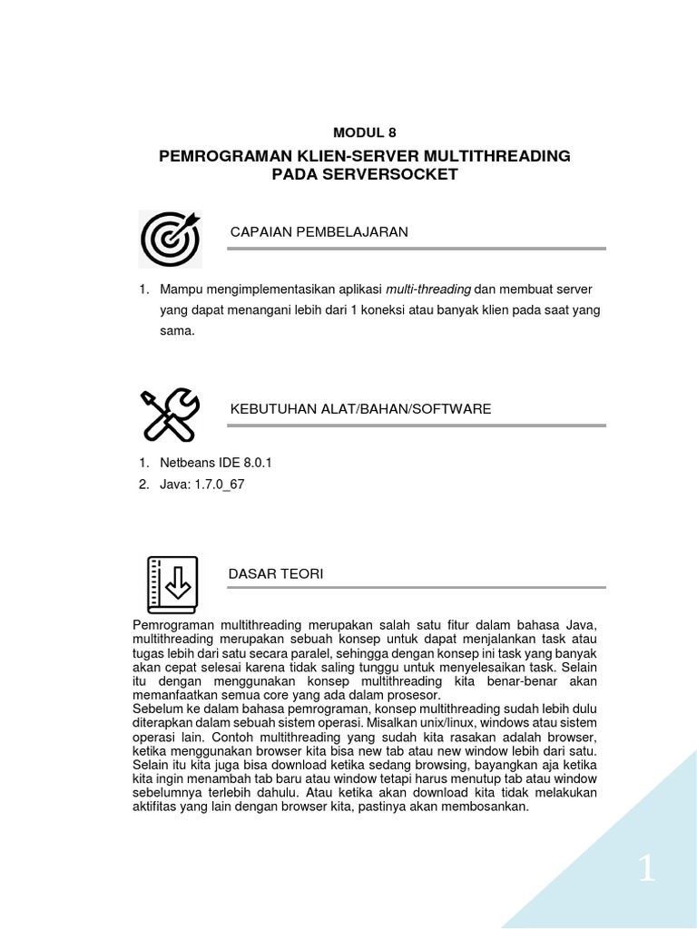Modul 8 Pemrograman Klien-Server Multithreading | PDF