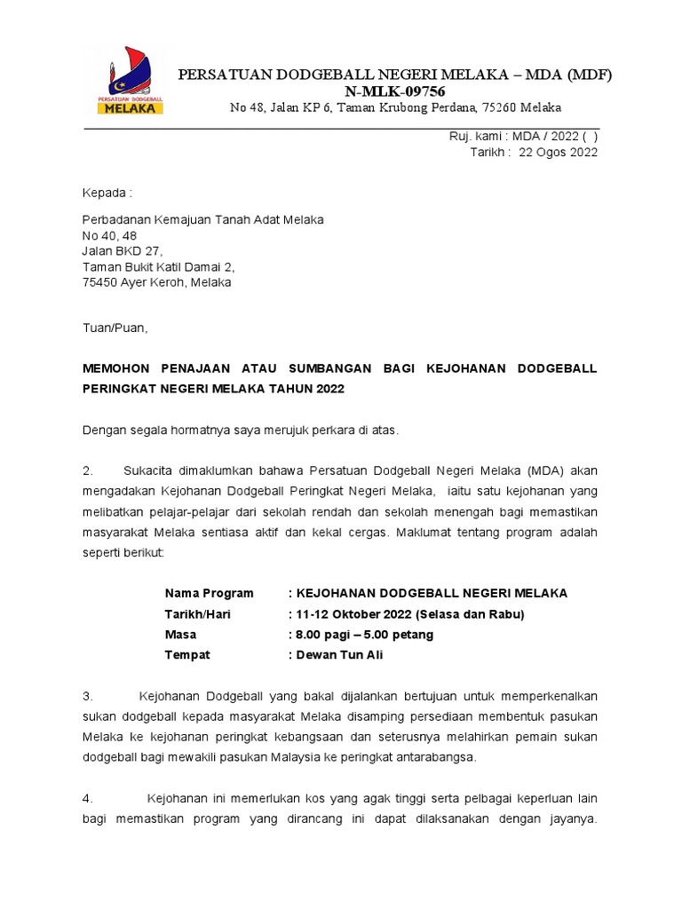 Surat Penajaan Ke PERTAM | PDF