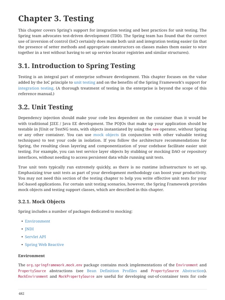 Spring-Framework - Optimize - Chapter 3. Testing | PDF | Spring ... Spring-Framework - Optimize - Chapter 3. Testing | PDF | Spring ...