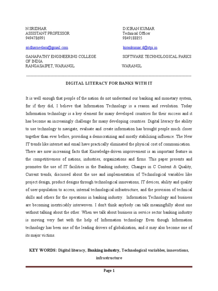 Digital Literacy in Banking IT | PDF | Banks | Information Technology