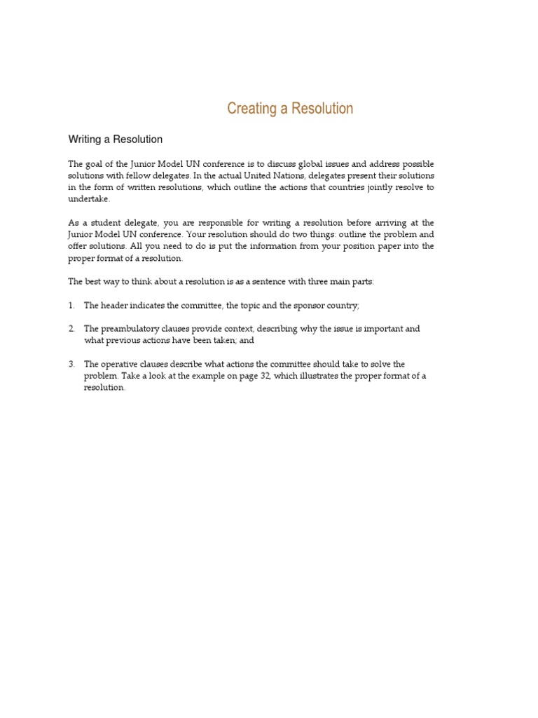 Writing A Resolution | PDF | United Nations | International Relations