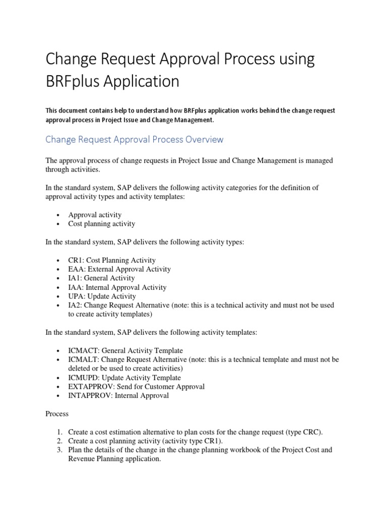 PICM Change Request BRFplus Application | PDF | Computer Science | Computing