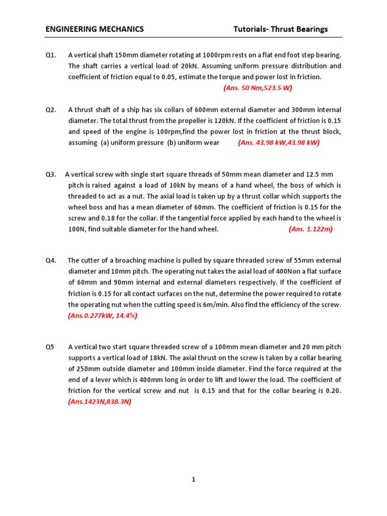 Engineering Mechanics Tutorials | PDF