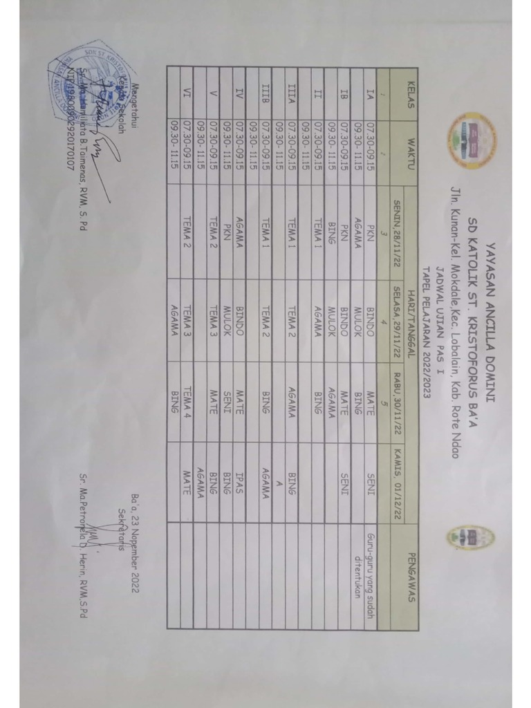 Jadwal Ujian Pas 1 | PDF