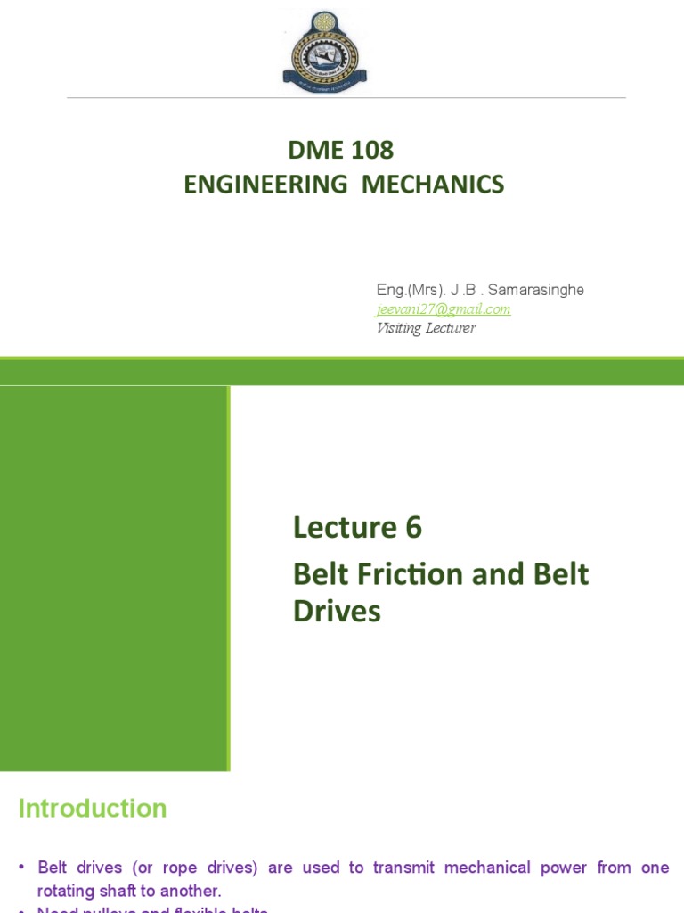 Belt Friction and Belt Drives-2022 Nit | PDF | Belt (Mechanical ...
