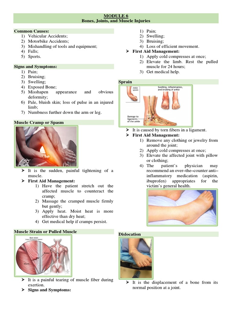 PPT Module 6 - Bones, Joints, and Muscle Injuries | PDF