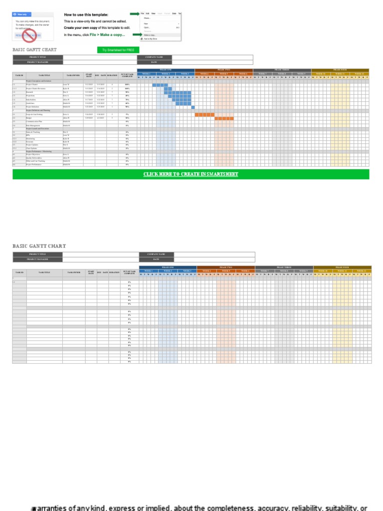 Basic Gantt Chart Template Guide | PDF | Computing | Business