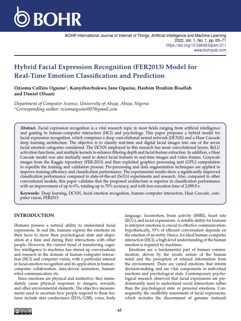 Hybrid Facial Expression Recognition (FER2013) Model For Real-Time ...