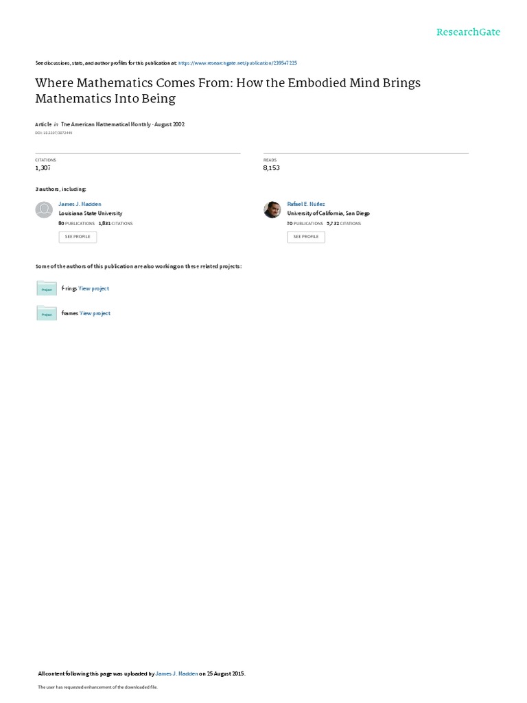 Where Mathematics Comes From How The Embodied Mind | PDF | Metaphor ...