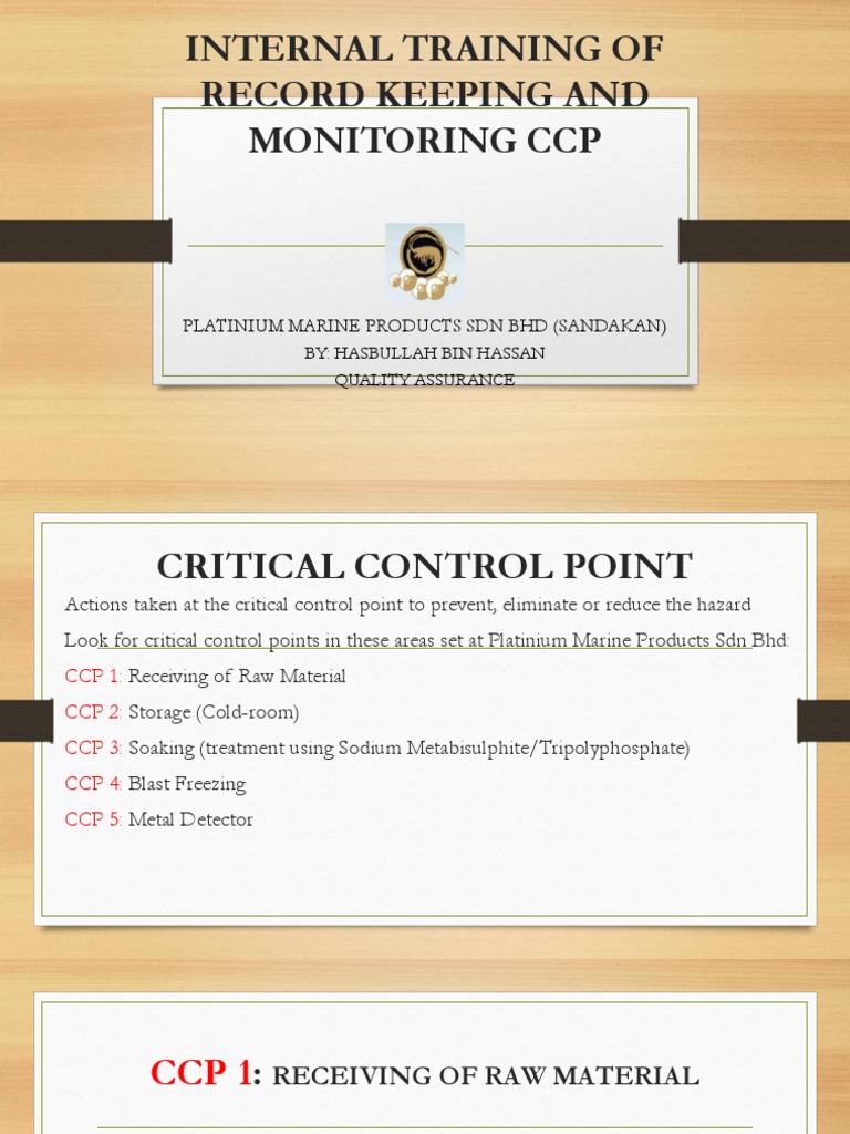 Internal Training of Record Keeping and Monitoring CCP | PDF | Metal ...