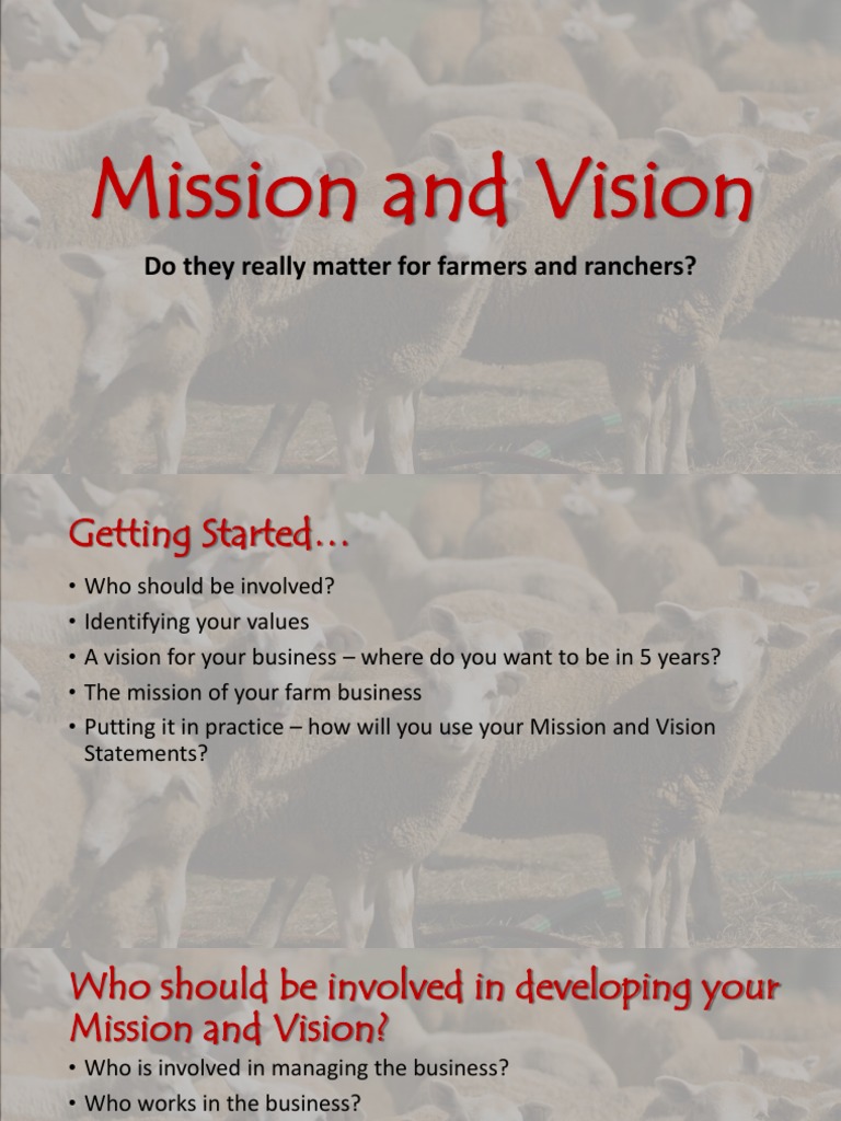 Mission and Vision: Do They Really Matter For Farmers and Ranchers ...