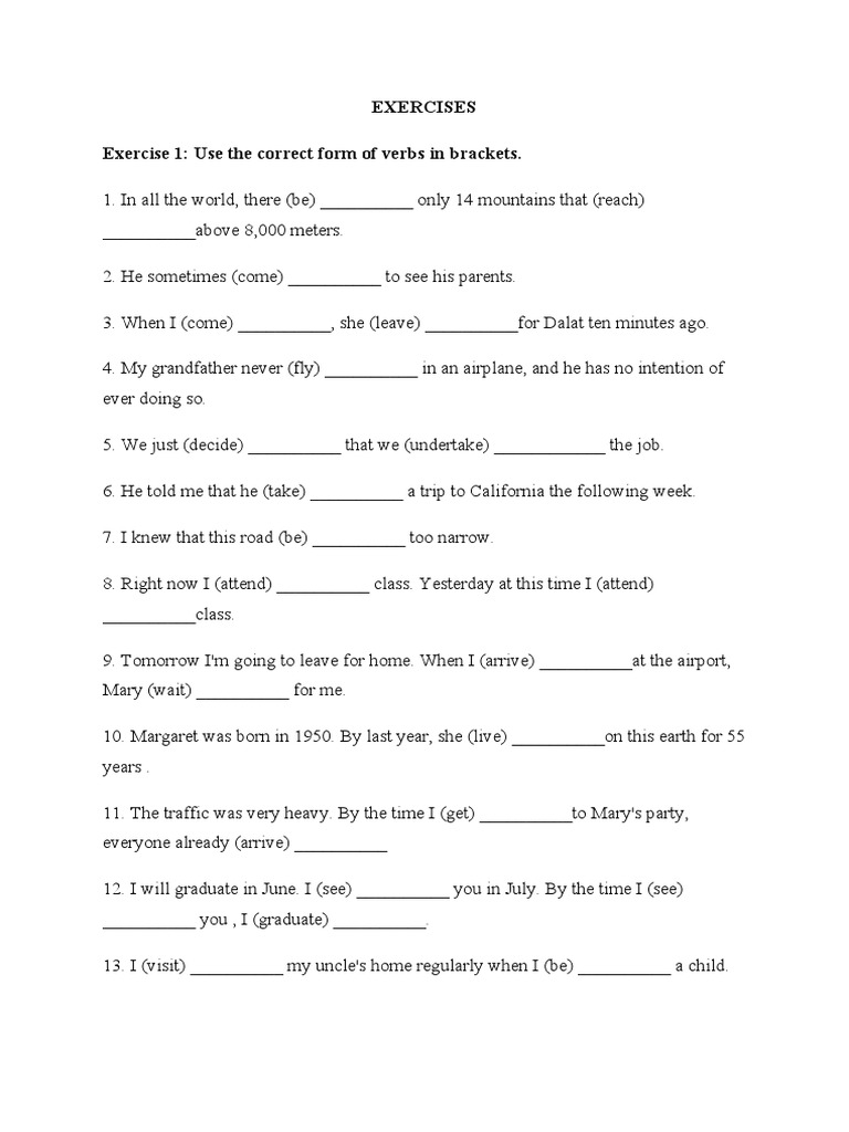 Tenses Exercises | PDF