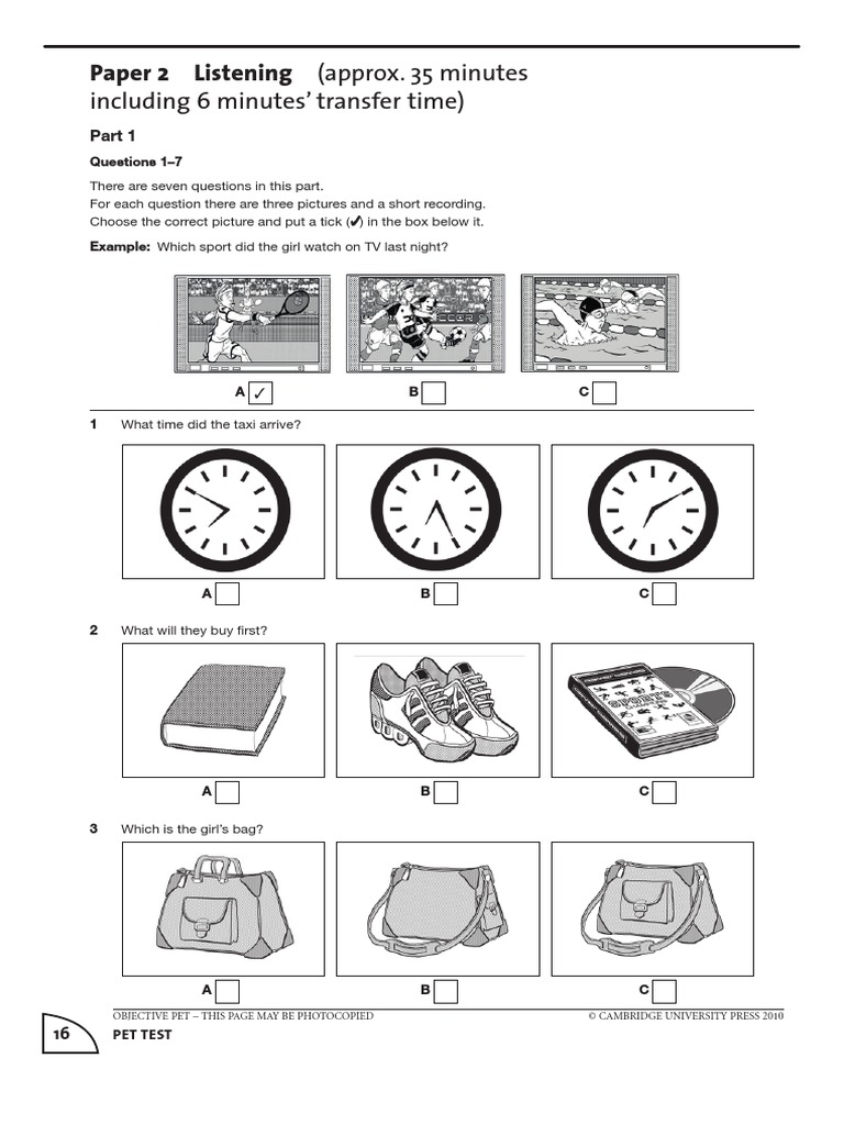 LISTENING Exam B1 | PDF