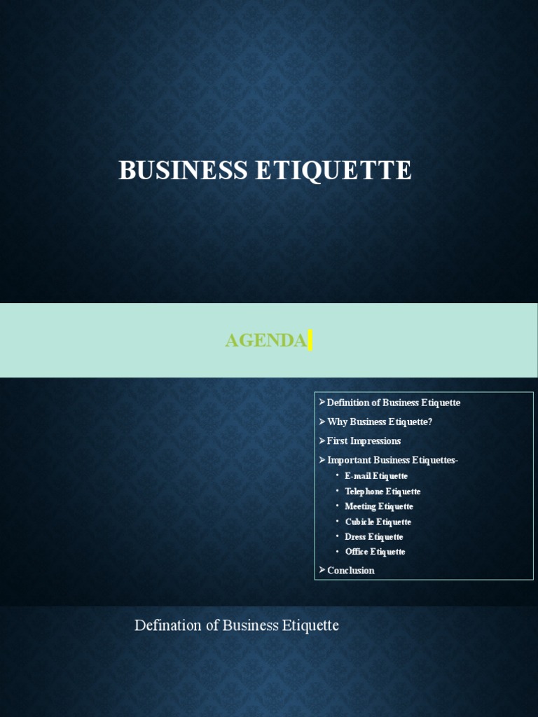 Understanding Business Etiquette Basics | PDF