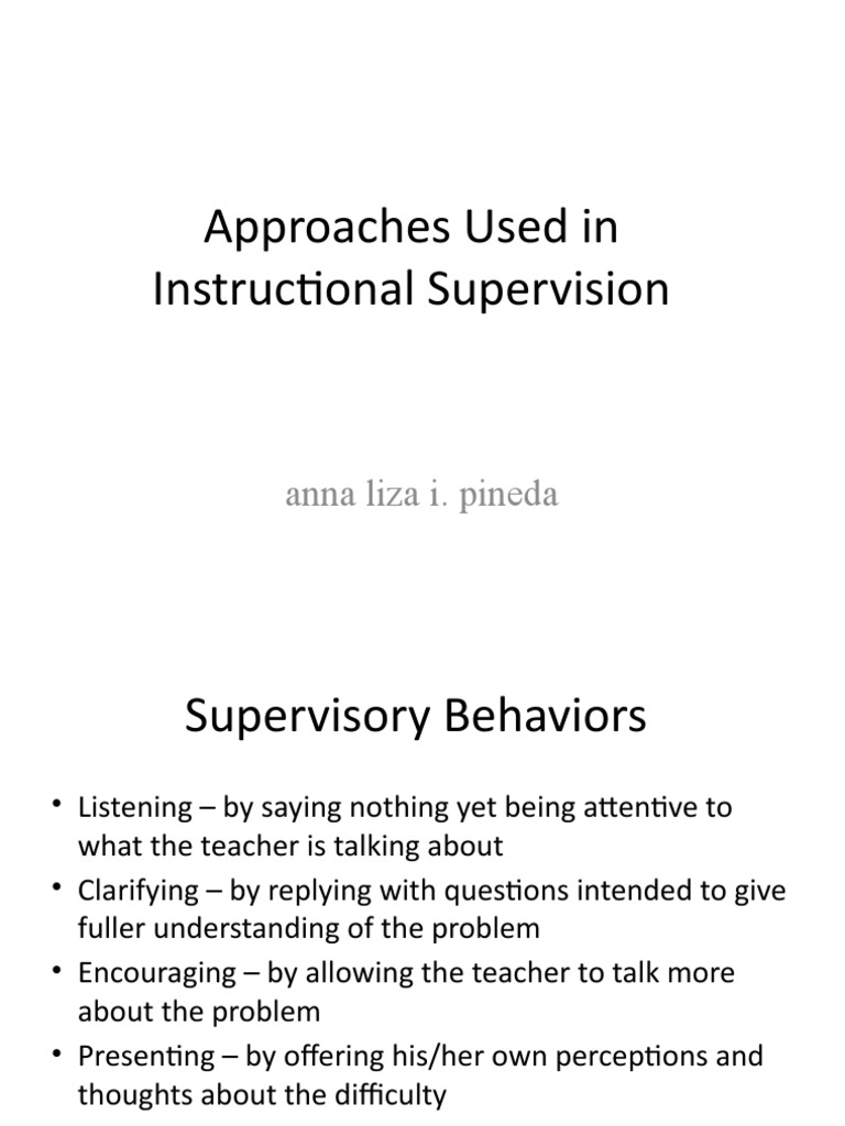 Approaches Used In Instructional Supervision Pdf Teachers Lesson Plan