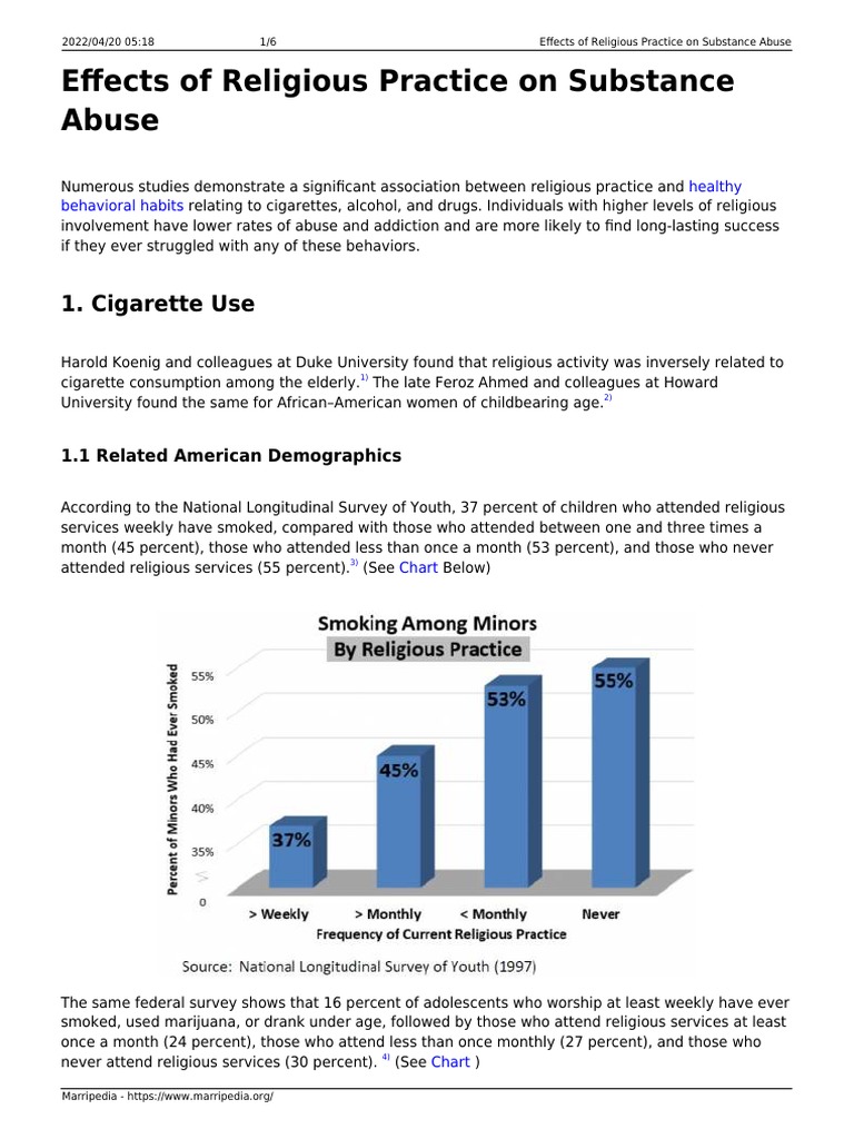 Religious Practice Reduces Substance Abuse | PDF | Substance Abuse ...