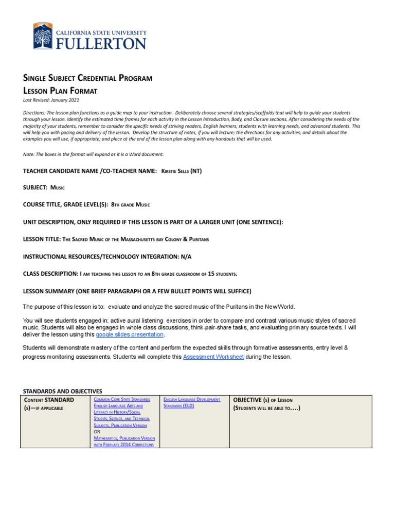 Semester 1 Pop Cycle Lesson Plan | PDF | Educational Assessment ...