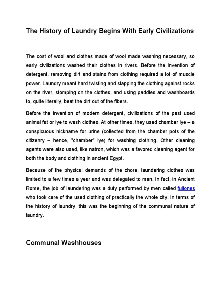 The Evolution of Laundry | PDF | Laundry | Washing Machine