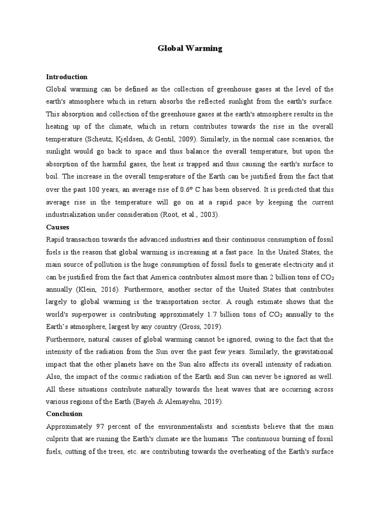 Global Warming Essay APA | PDF | Climate Change | Greenhouse Effect