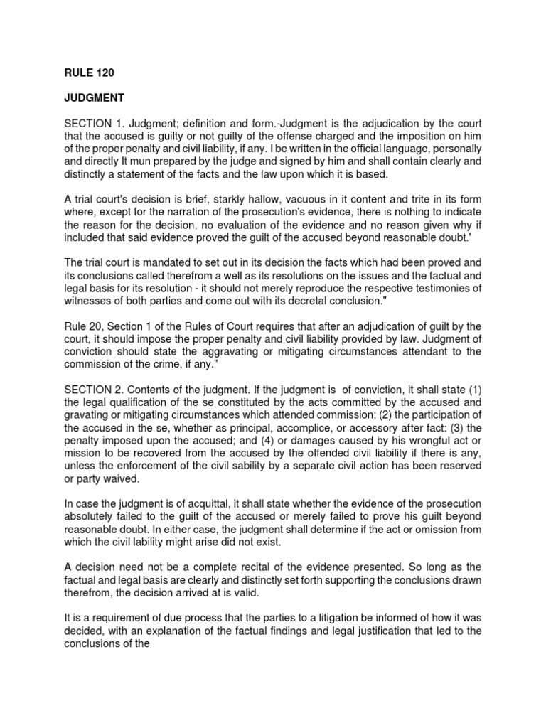 Rule 120 | PDF | Judgment (Law) | Crimes