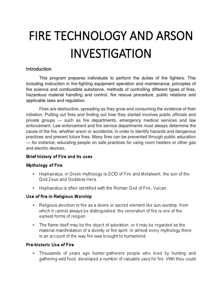 A. Fire Technology and Arson Investigation | PDF | Fires | Combustion