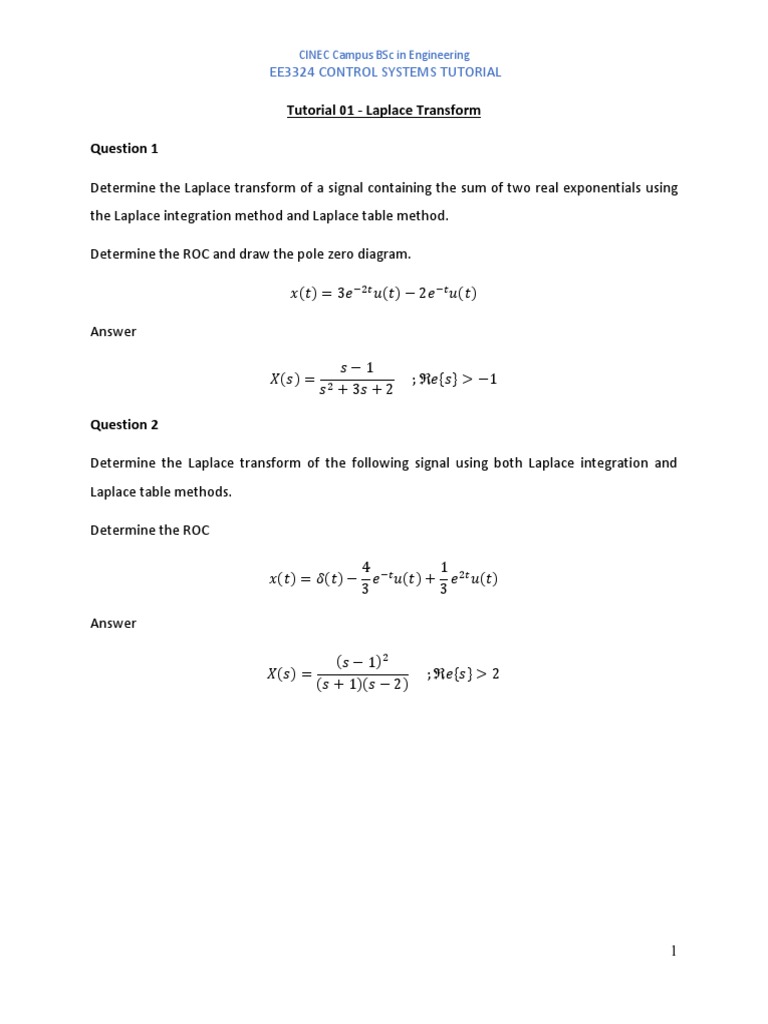 Laplace Transform Tutorial | PDF