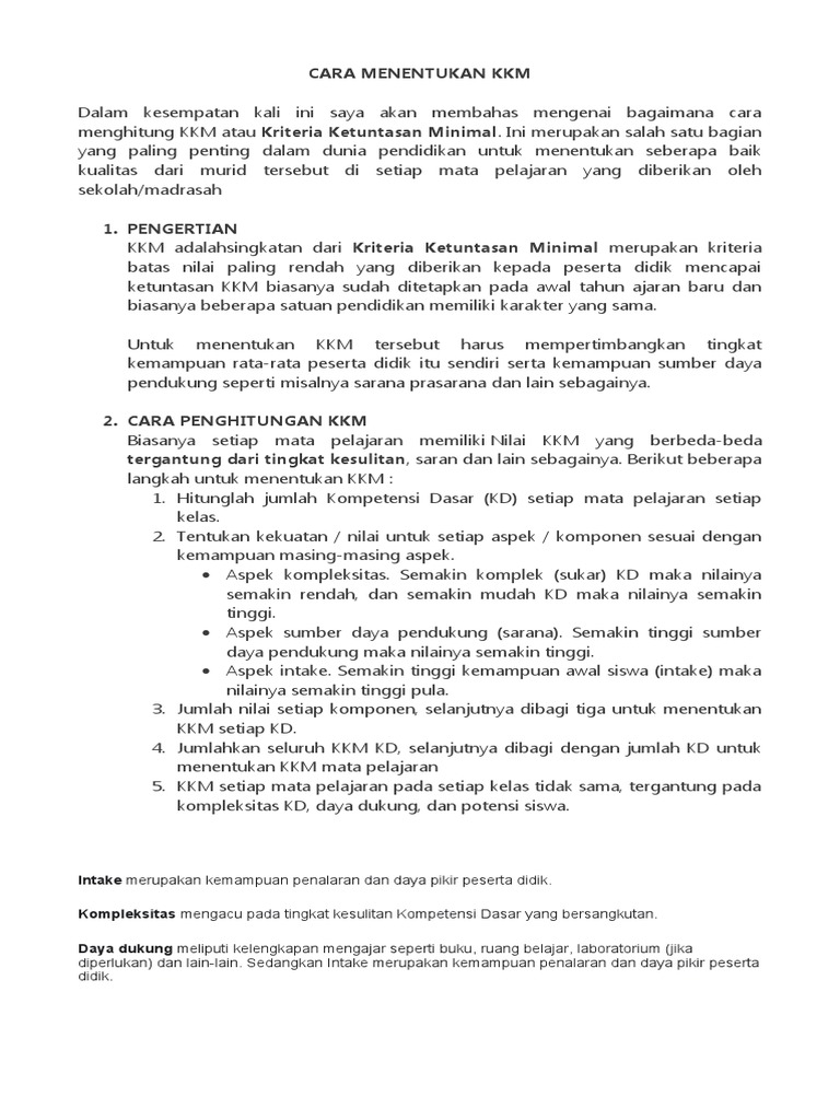 Cara Menentukan KKM | PDF