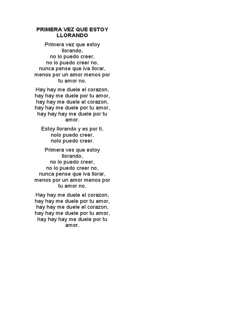 Letras Primera Vez Que Estoy Llorando | PDF