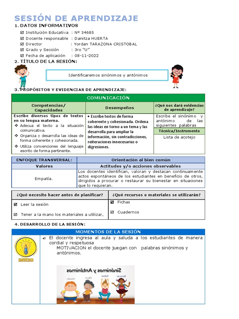 SINONIMOS | PDF | Aprendizaje | Cognición
