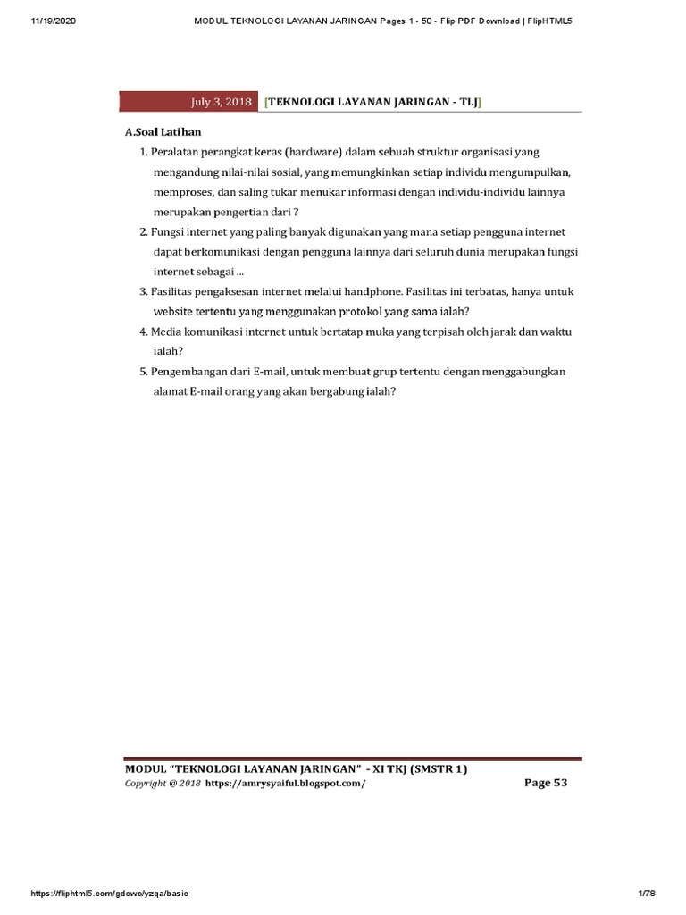 MODUL TEKNOLOGI LAYANAN JARINGAN Pages 1 - 50 - Flip PDF Download ...
