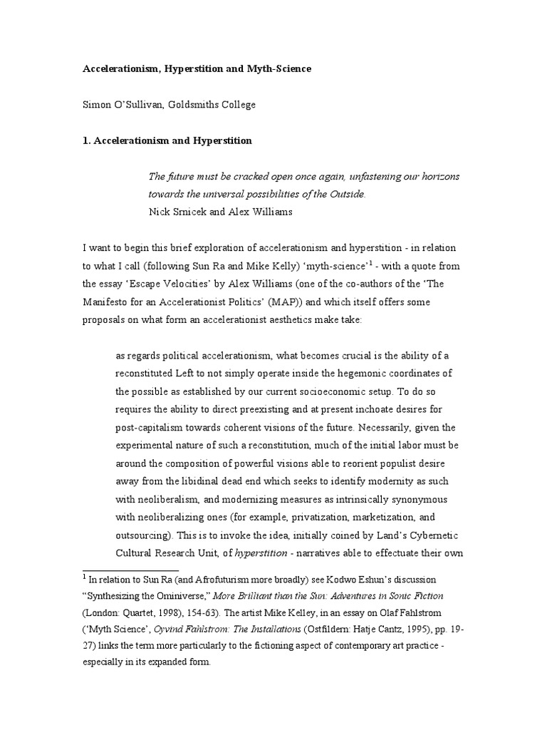 Hyperstition Myth-Science Cyclops | PDF | Trickster | Aesthetics